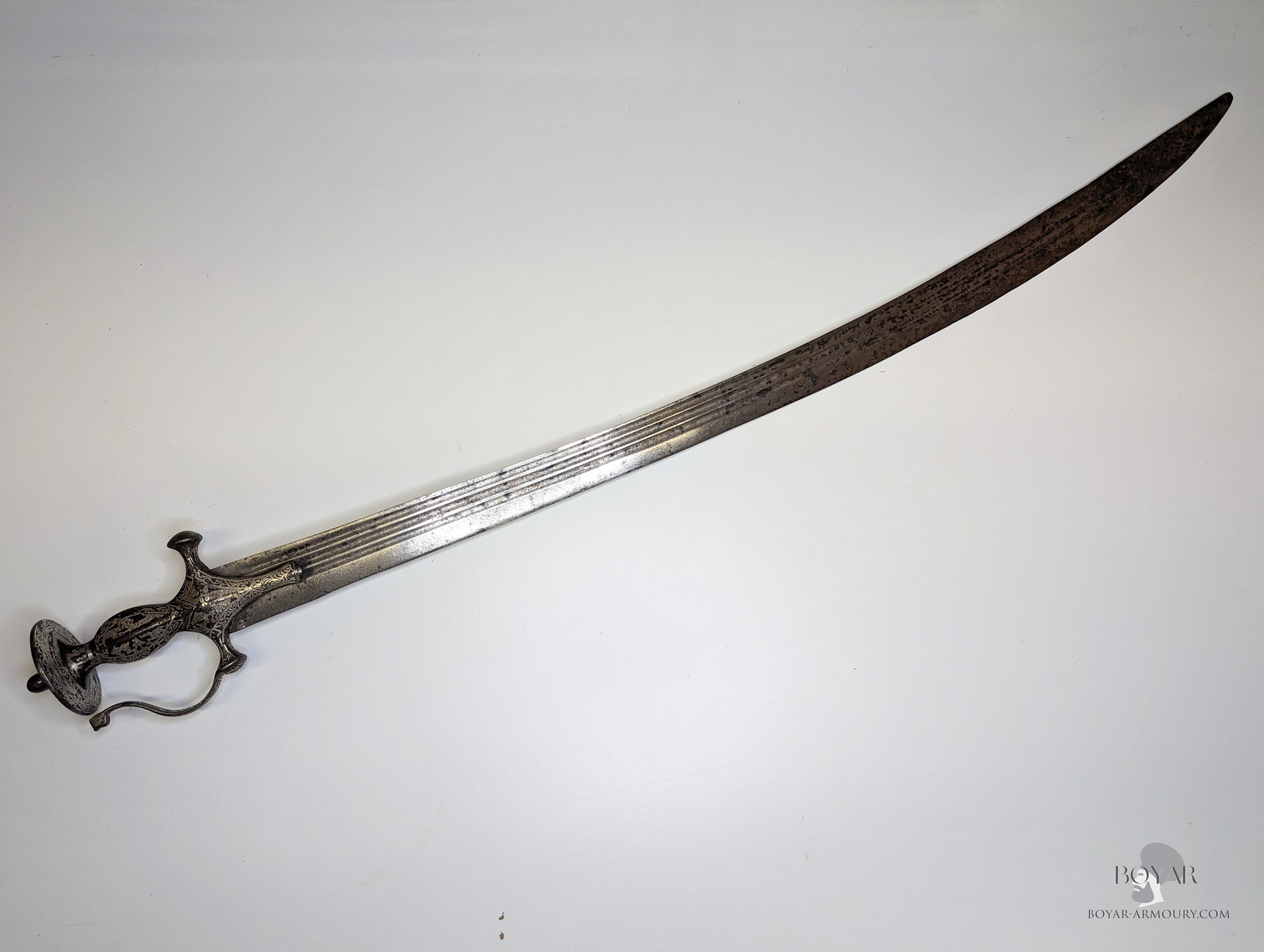 18th Century Indian Tegha, Silver Koftgari Tulwar Hilt – Boyar Armoury